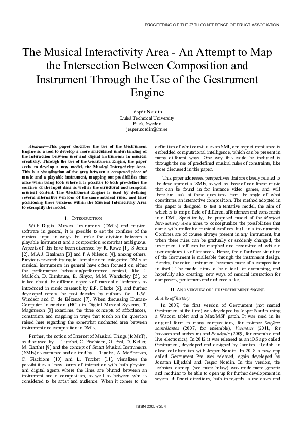(PDF) The Musical Interactivity Area - An Attempt to Map the ...