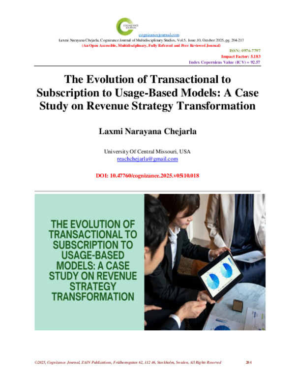 (PDF) The Evolution of Transactional to Subscription to Usage-Based Models: A Case Study on ...