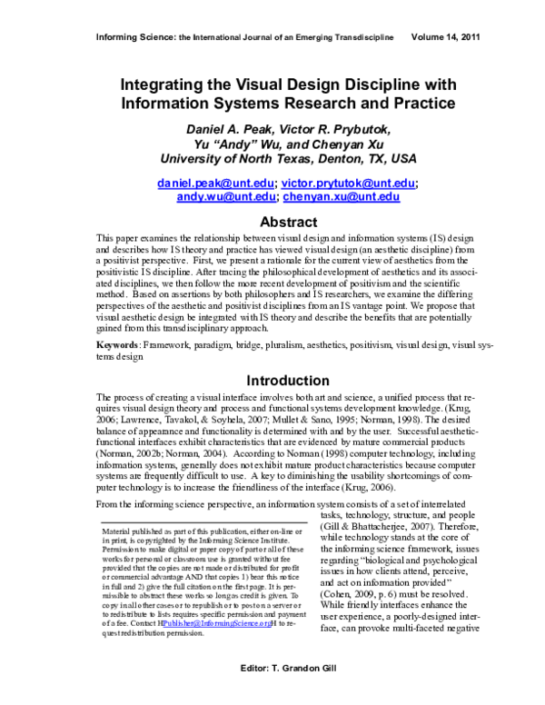 (PDF) Integrating the Visual Design Discipline with Information Systems ...