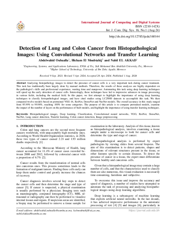 (PDF) Detection of Lung and Colon Cancer from Histopathological Images ...