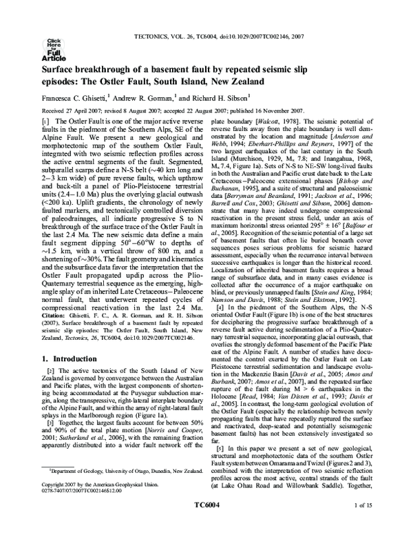 (PDF) Surface breakthrough of a basement fault by repeated seismic slip ...