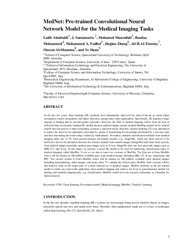 (PDF) MedNet: Pre-trained Convolutional Neural Network Model for the ...