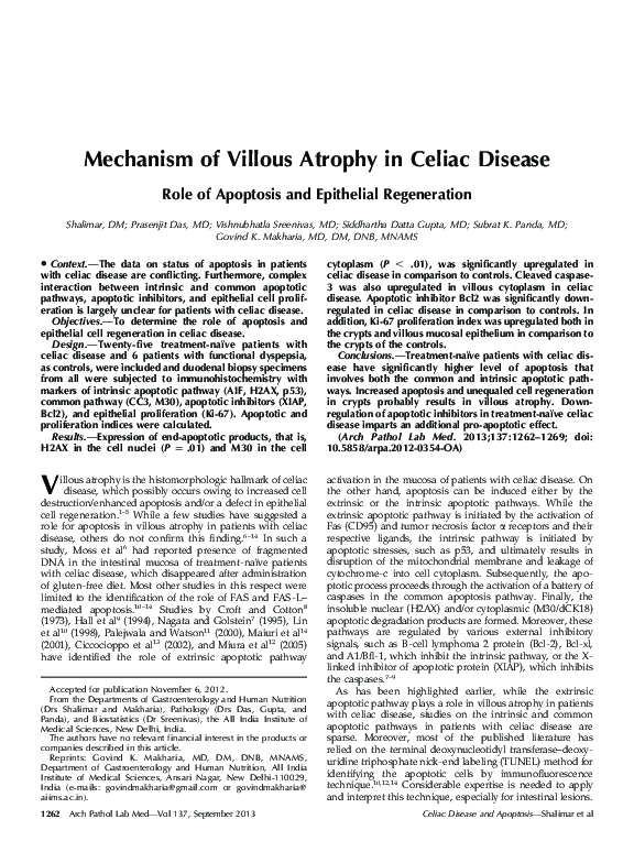 (PDF) Mechanism of Villous Atrophy in Celiac Disease: Role of Apoptosis ...
