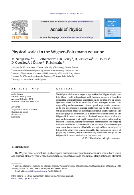 (PDF) Physical scales in the Wigner–Boltzmann equation