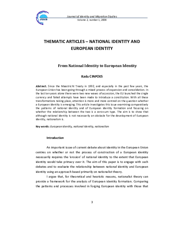 (PDF) From National Identity to European Identity