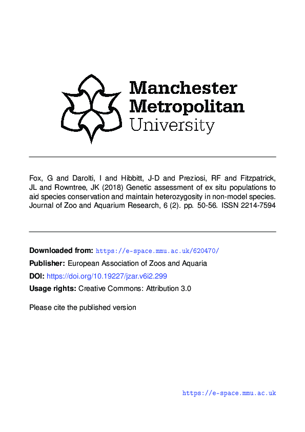 (PDF) Bespoke markers for ex-situ conservation: application, analysis ...