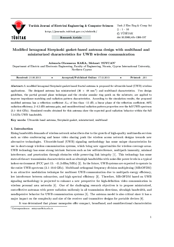 (PDF) Modified hexagonal Sierpinski gasket-based antenna design with ...