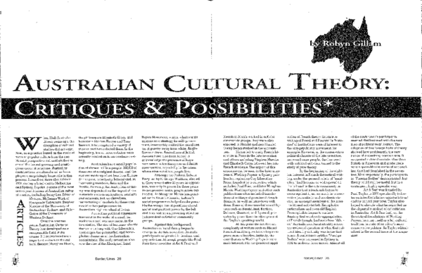(PDF) Australian Cultural Theory