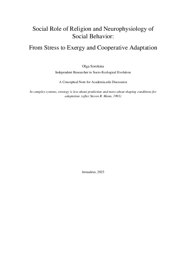 (PDF) Religion and Neurophysiology of Social Behavior - Through the ...