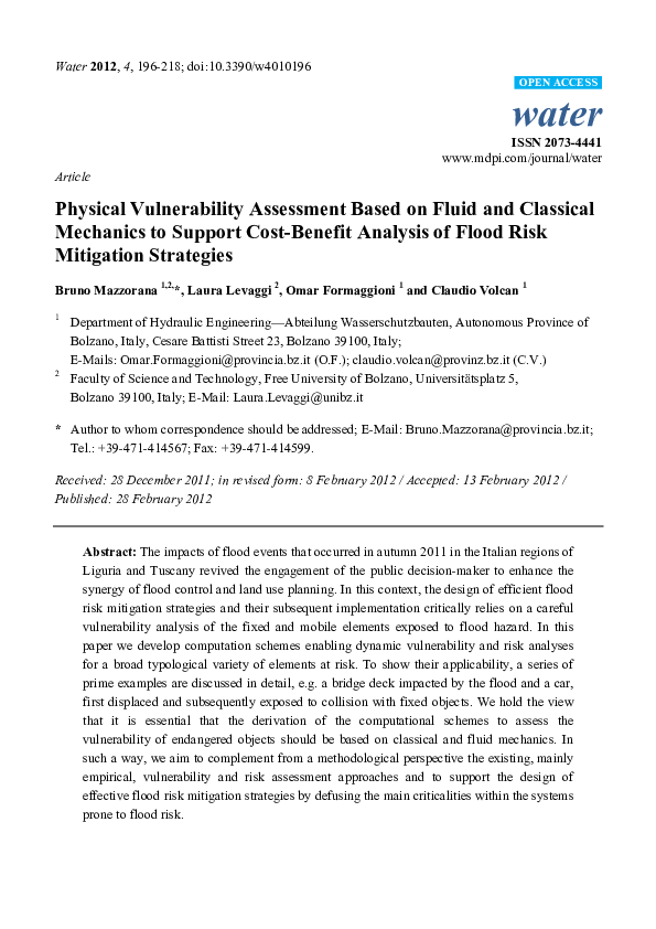 (PDF) Physical Vulnerability Assessment Based on Fluid and Classical ...