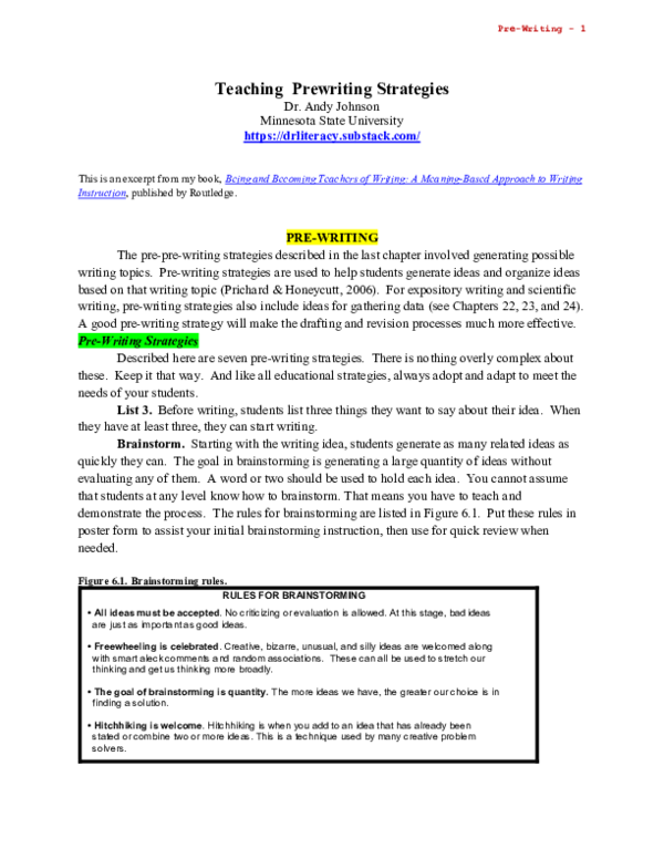 (PDF) Teaching Pre-Writing Strategies