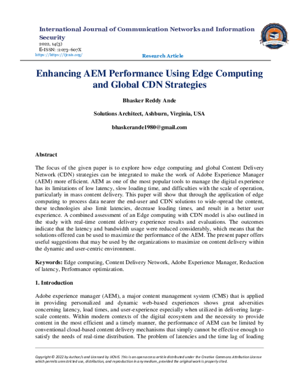 (PDF) Enhancing AEM Performance Using Edge Computing and Global CDN ...