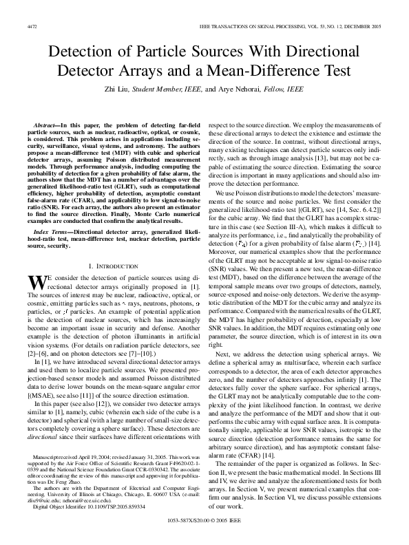 (PDF) Detection of particle sources with directional detector arrays ...