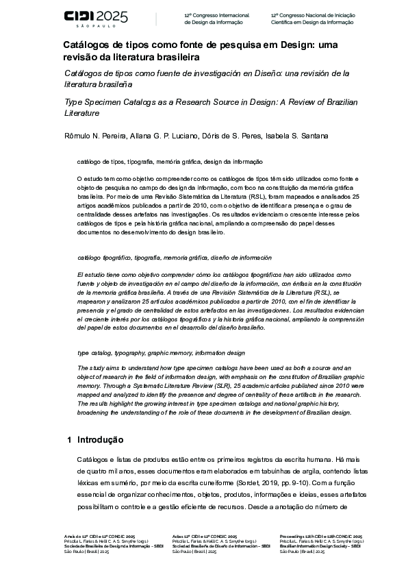 (PDF) Catálogos de tipos como fonte de pesquisa em Design: uma revisão da literatura brasileira