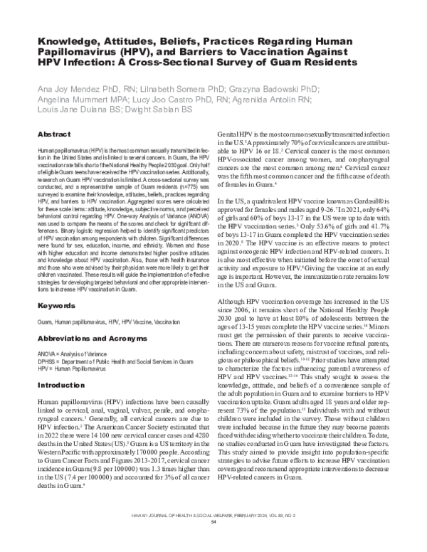 (PDF) Knowledge, Attitudes, Beliefs, Practices Regarding Human ...