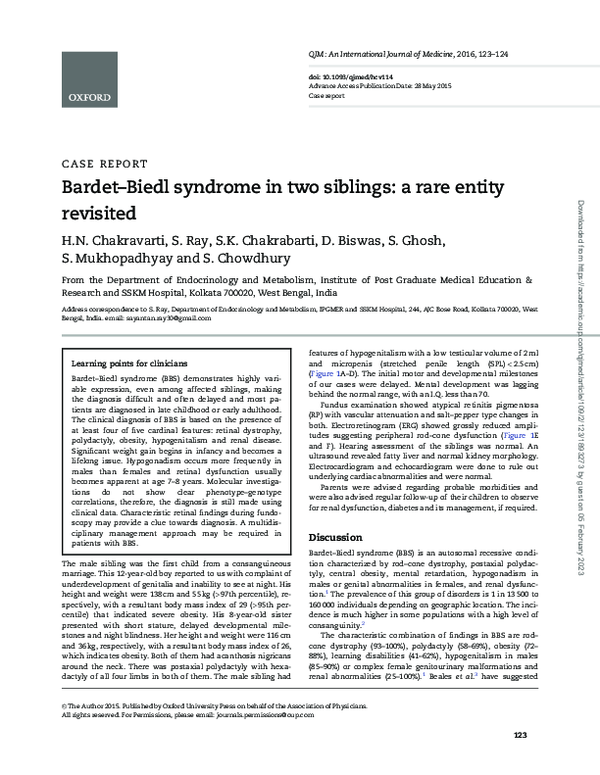 (PDF) Bardet-Biedl syndrome in two siblings: A rare entity revisited