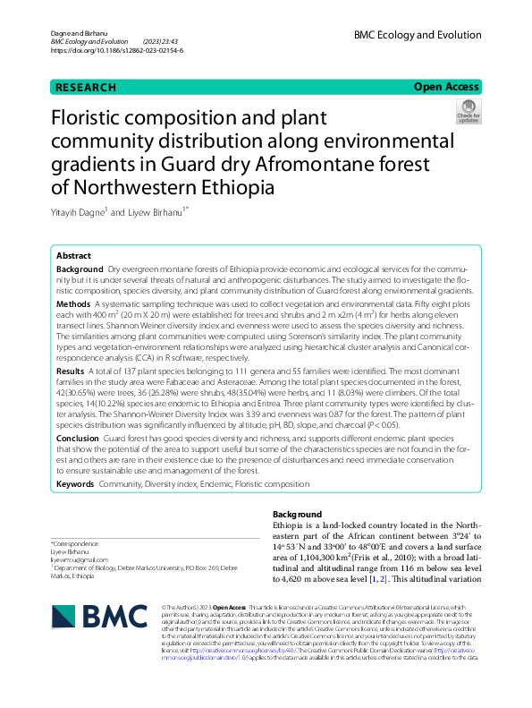 (PDF) Floristic composition and plant community distribution along ...