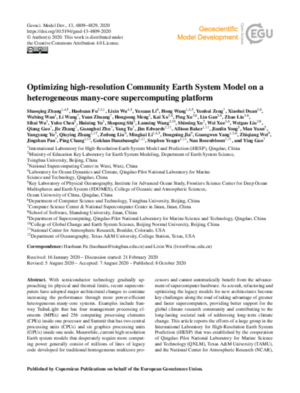 (PDF) Optimizing high-resolution Community Earth System Model on a ...