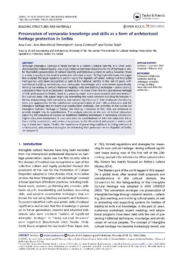 (PDF) Preservation of vernacular knowledge and skills as a form of ...