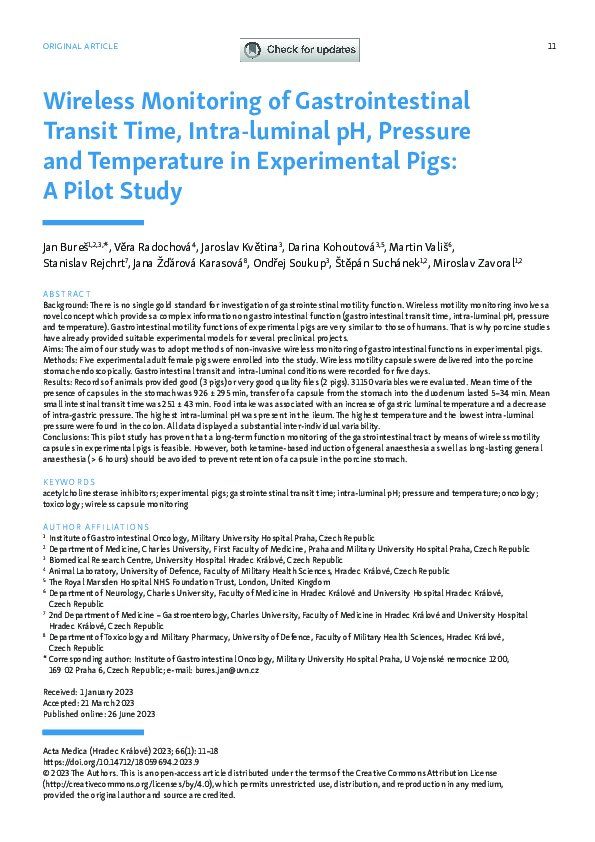 (PDF) Wireless Monitoring of Gastrointestinal Transit Time, Intra ...