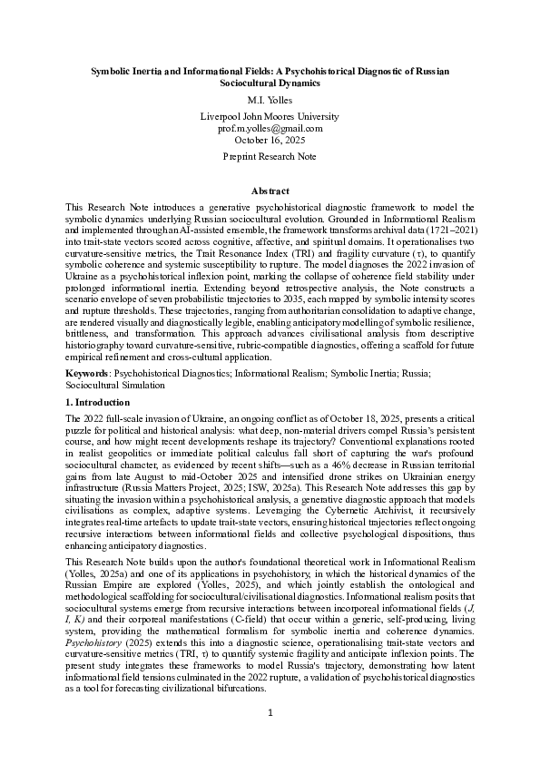 (PDF) Symbolic Inertia and Informational Fields: A Psychohistorical ...
