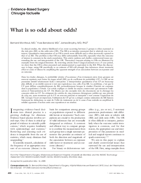 (PDF) What is so odd about odds?