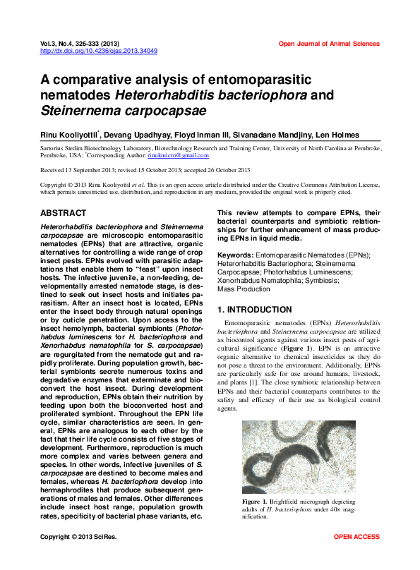 (PDF) A comparative analysis of entomoparasitic nematodes ...