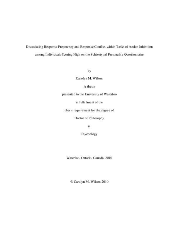 (PDF) Dissociating Response Prepotency and Response Conflict within ...