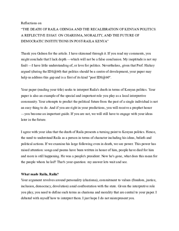 (PDF) Raphael Indimuli's Reflction on Gideons Paper