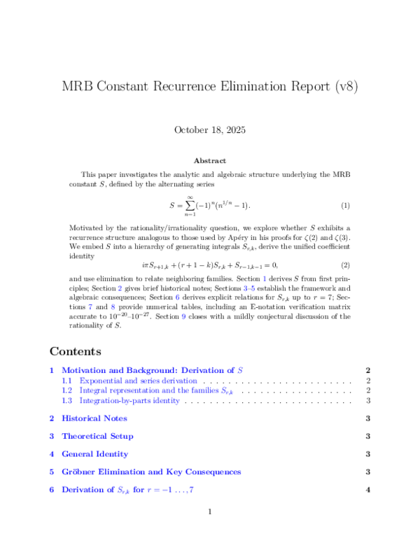 (PDF) MRB Constant Recurrence Elimination Report (v8