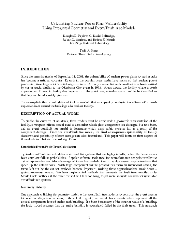 (PDF) Calculating Nuclear Power Plant Vulnerability Using Integrated ...