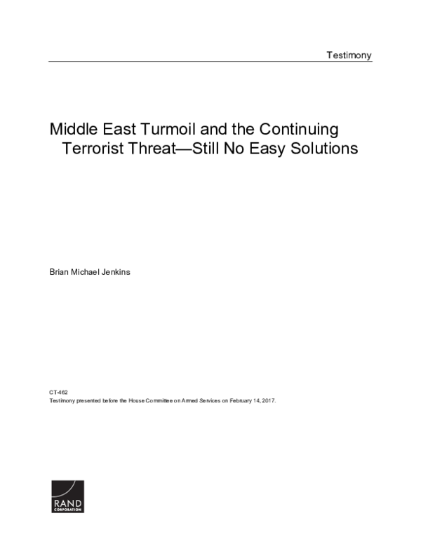 (PDF) Middle East Turmoil and the Continuing Terrorist Threat -- Still ...