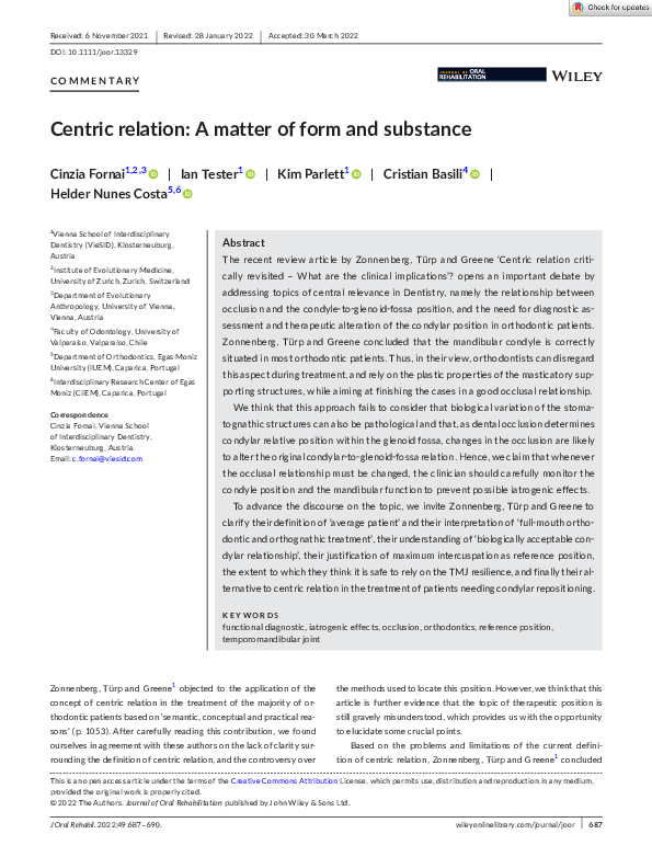 (PDF) Centric relation: A matter of form and substance