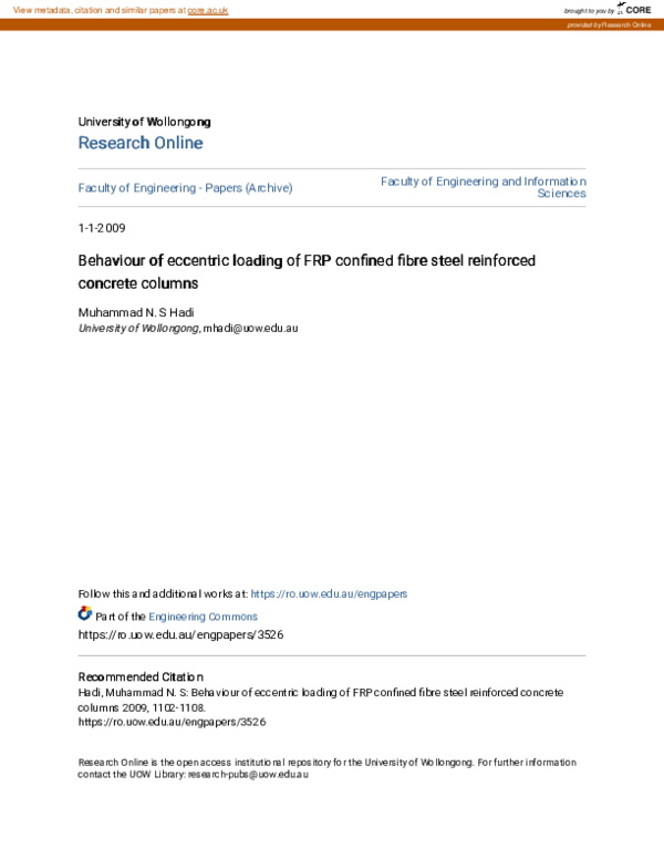 (PDF) Behaviour of eccentric loading of FRP confined fibre steel ...