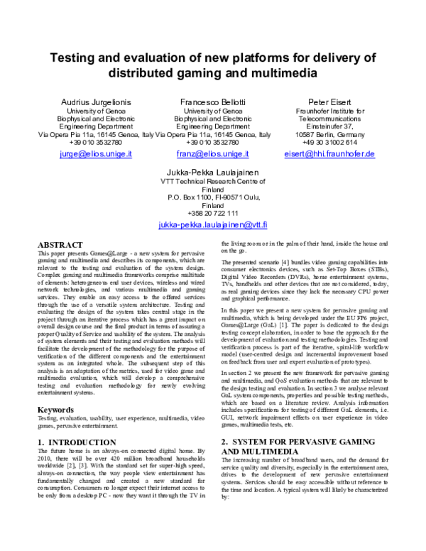 (PDF) Testing and evaluation of new platforms for delivery of ...
