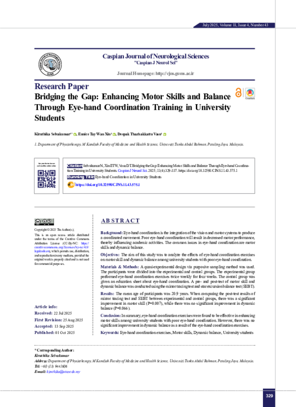 (PDF) Bridging the Gap: Enhancing Motor Skills and Balance Through Eye ...