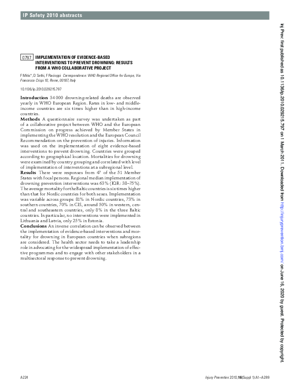 (PDF) Implementation of evidence-based interventions to prevent ...