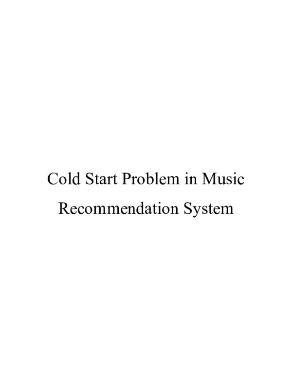 (PDF) Cold Start Problem in Music Recommendation System