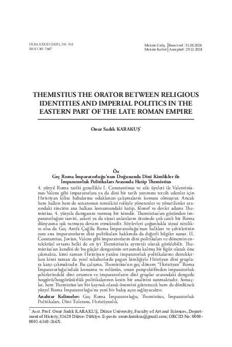 (PDF) Onur Sadık KARAKUŞ - Themistius the Orator Between Religious ...