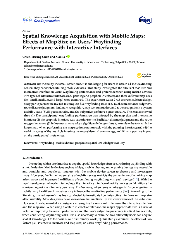 (PDF) Spatial Knowledge Acquisition with Mobile Maps: Effects of Map ...