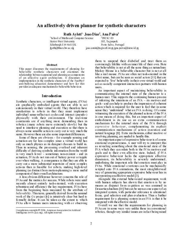 (PDF) An affectively-driven planner for synthetic characters