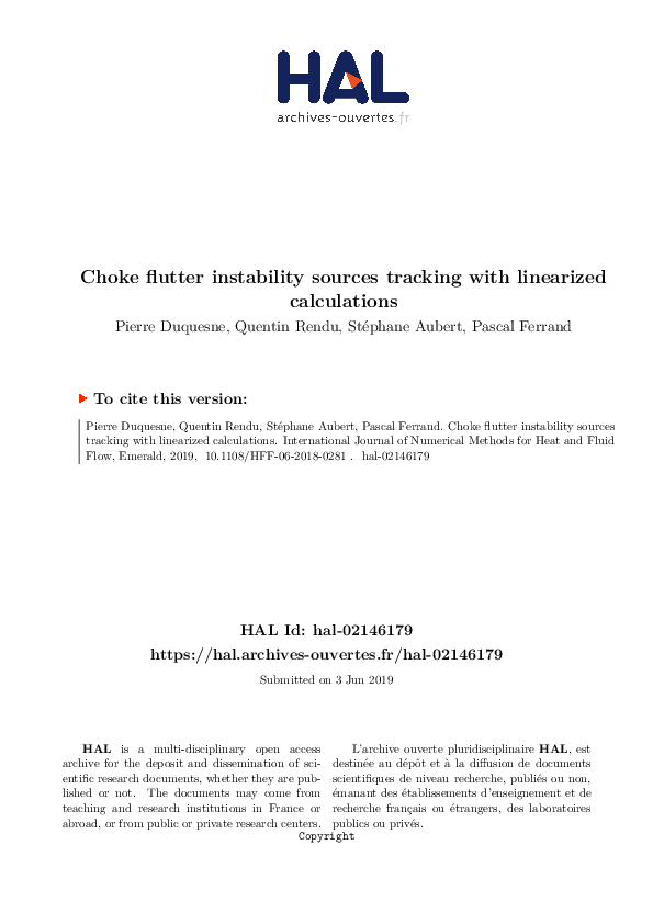 (PDF) Choke flutter instability sources tracking with linearized ...