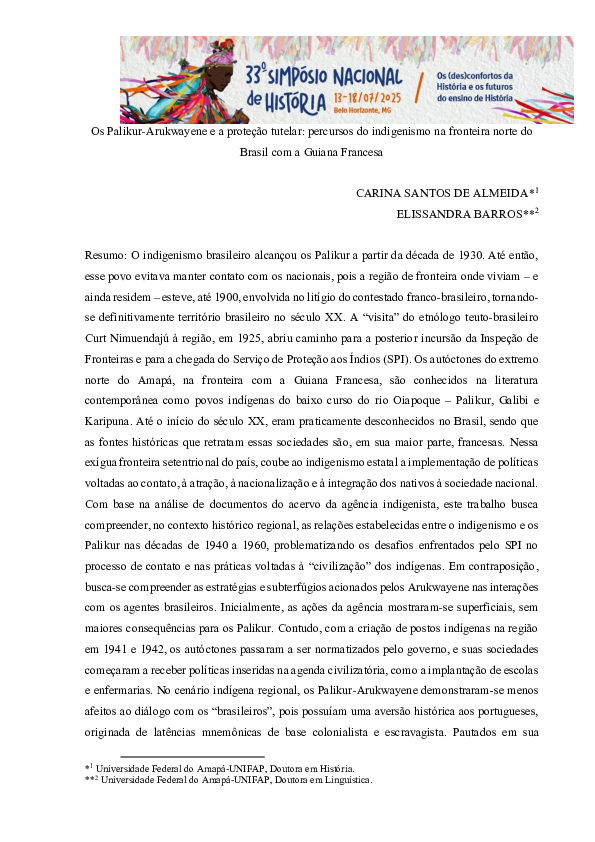 (PDF) Os Palikur-Arukwayene e a proteção tutelar: percursos do ...