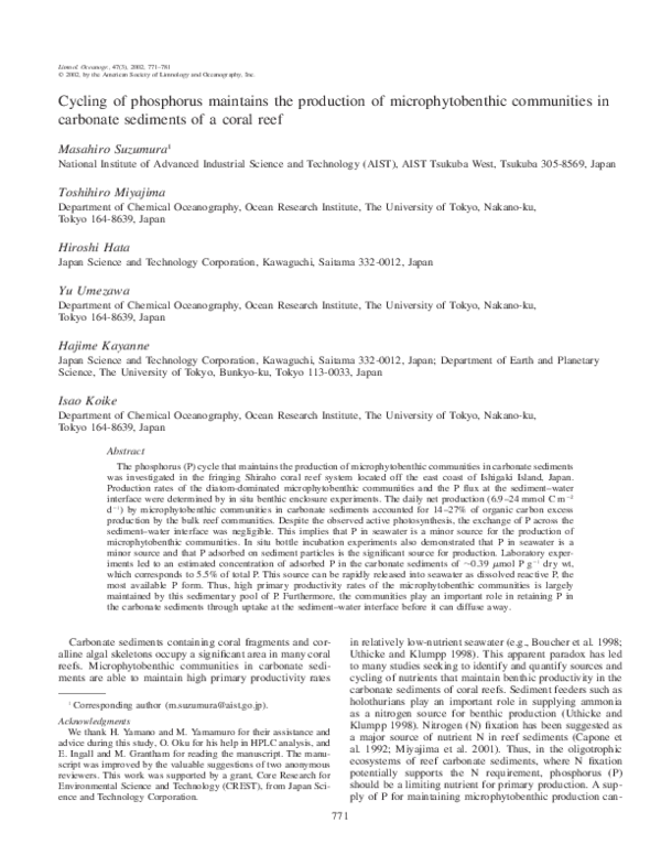 (PDF) Cycling of phosphorus maintains the production of ...