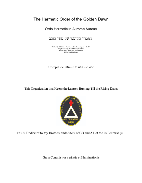 (PDF) Hermetic Order of the Golden Dawn