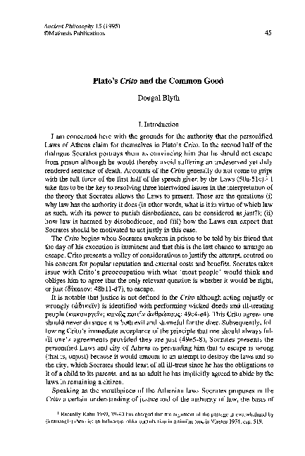 (PDF) Plato’s Crito and the Common Good