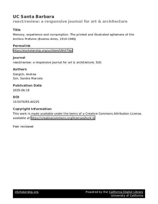 (PDF) Memory, experience and consumption. The printed and illustrated ...