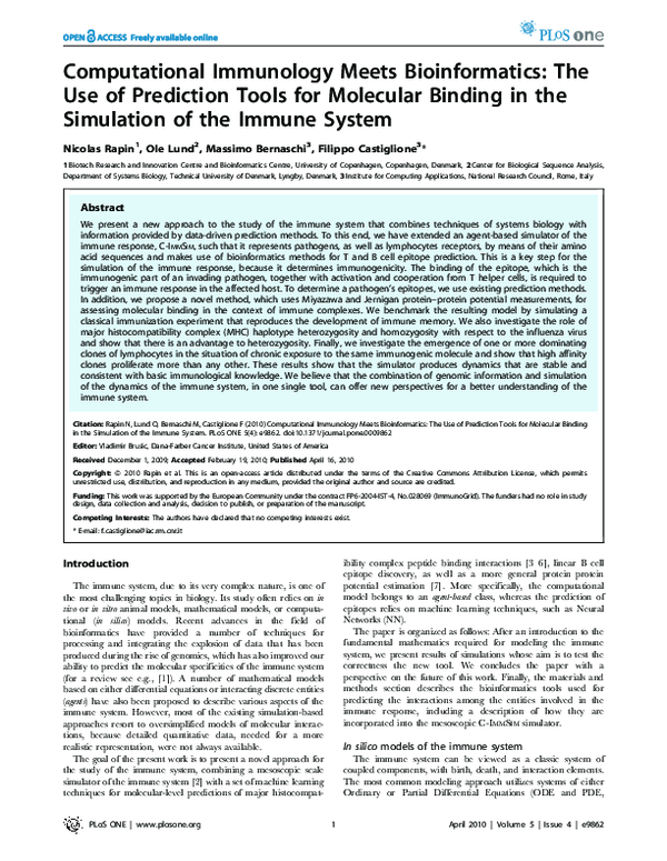 (PDF) Computational Immunology Meets Bioinformatics: The Use of ...