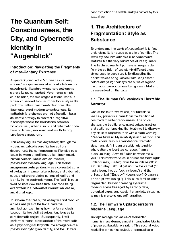 (PDF) The Quantum Self: Consciousness, the City, and Cybernetic ...