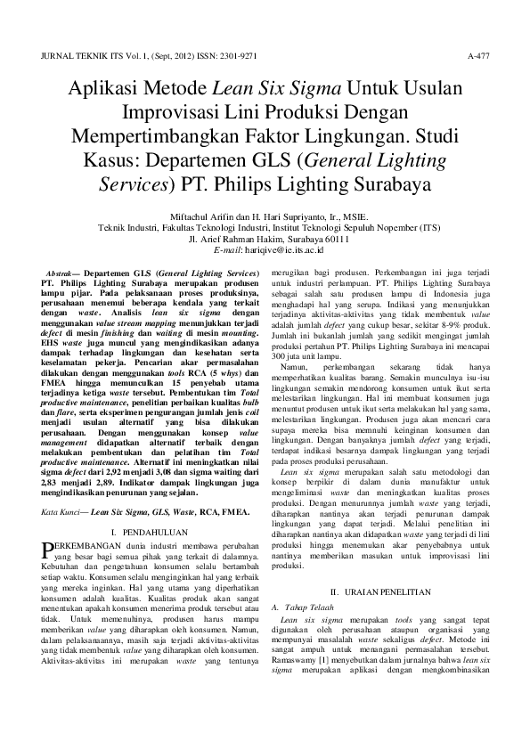 (PDF) Aplikasi Metode Lean Six Sigma Untuk Usulan Improvisasi Lini ...